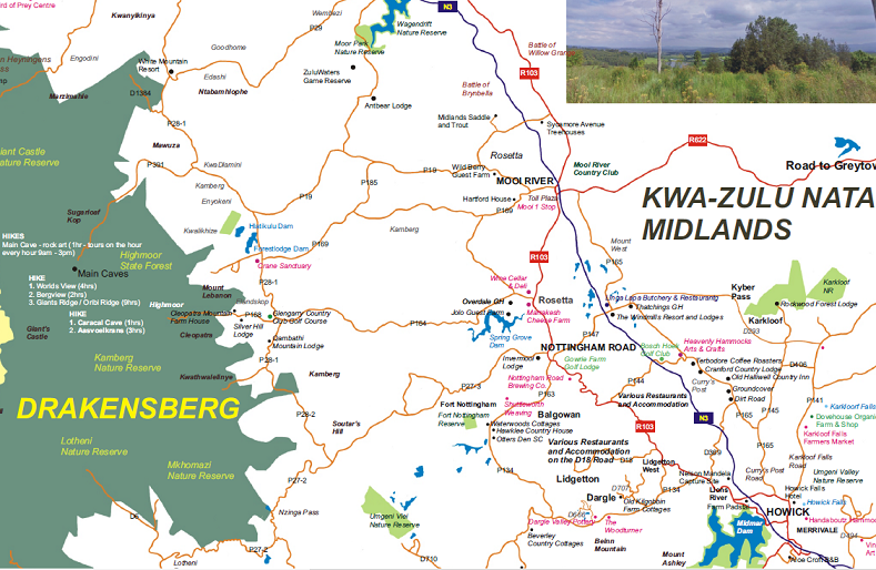 Drakensberg Mountains Travel Map - Greater Kruger